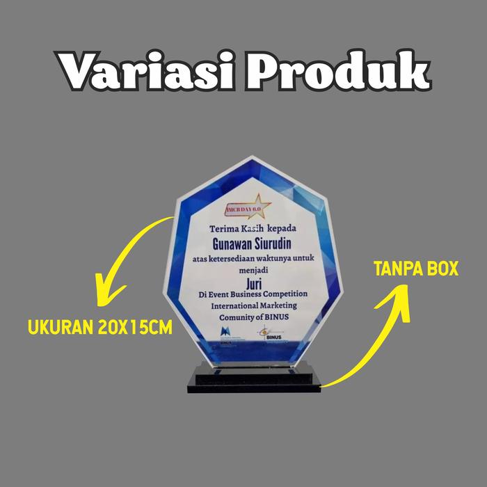 Jual Piala Trophy Bahan Akrilik Tebal 8 MM Ukuran 20x10 & 20x15 ...