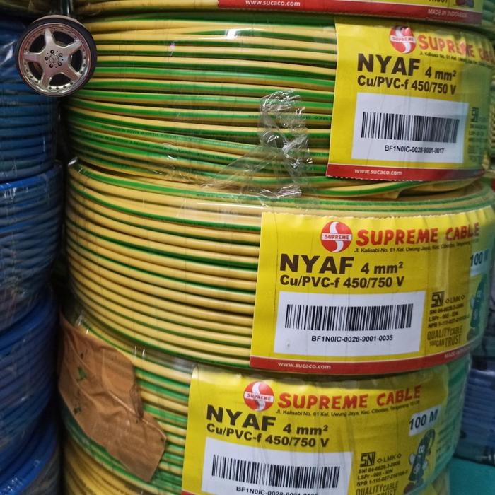 Jual kabel serabut nyaf 4mm supreme suprem cable original full tembaga eceran meteran - Kuning ...