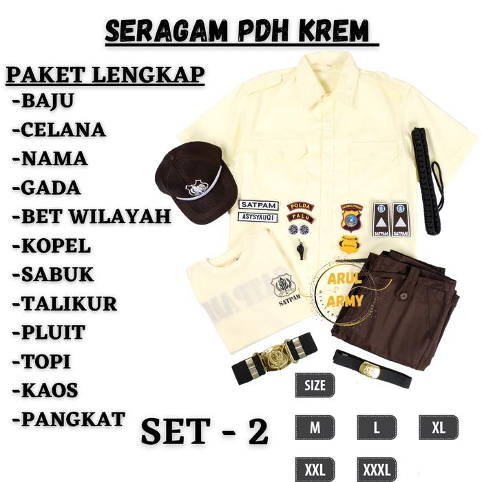 Jual BAJU SERAGAM SETELAN PDL PDH SATPAM SECURITY KREM CREAM TERBARU 2025 SERAGAM SATPAM KAOS ...