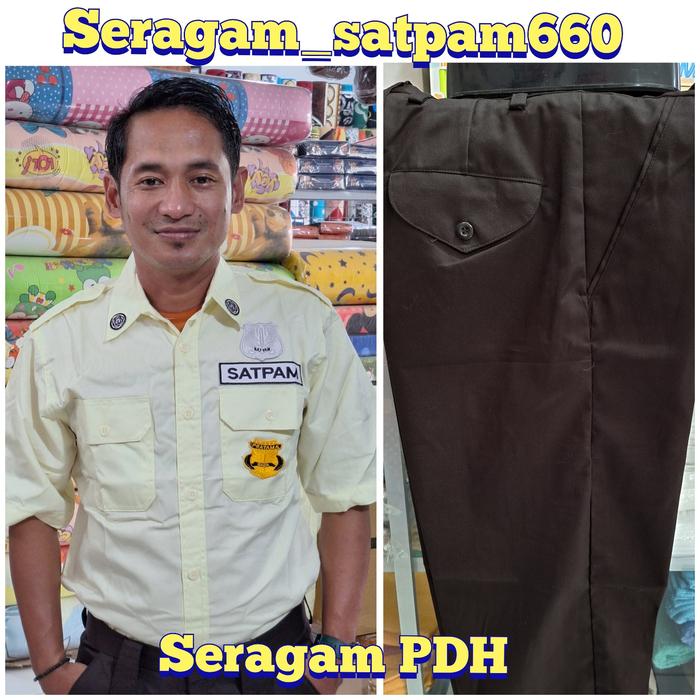 Jual Seragam Satpam Security PDH dan PDL Cream terbaru 2023 - Pendek ...
