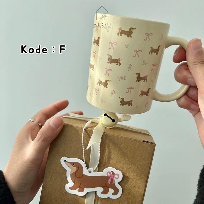 Jual Blou Gelas Mug Keramik Aesthetic Unik Lucu Korean Style Motif ...