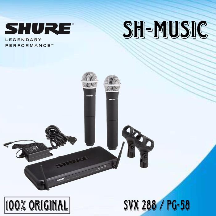 Jual Microphone Wireless Shure Svx288/pg58 dual Vocal Microphone system ...