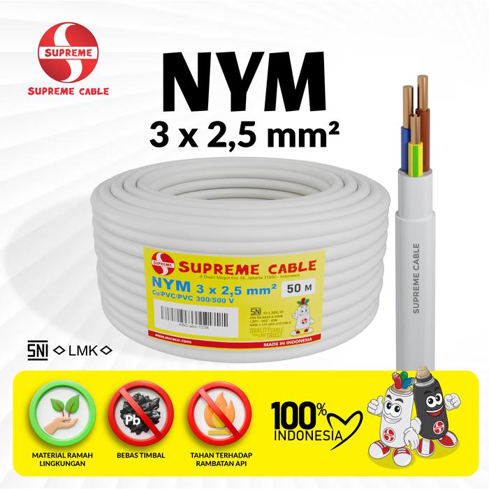 Promo SUPREME CABLE - Kabel Listrik Inti Ganda Tembaga Murni - NYM 3 x ...