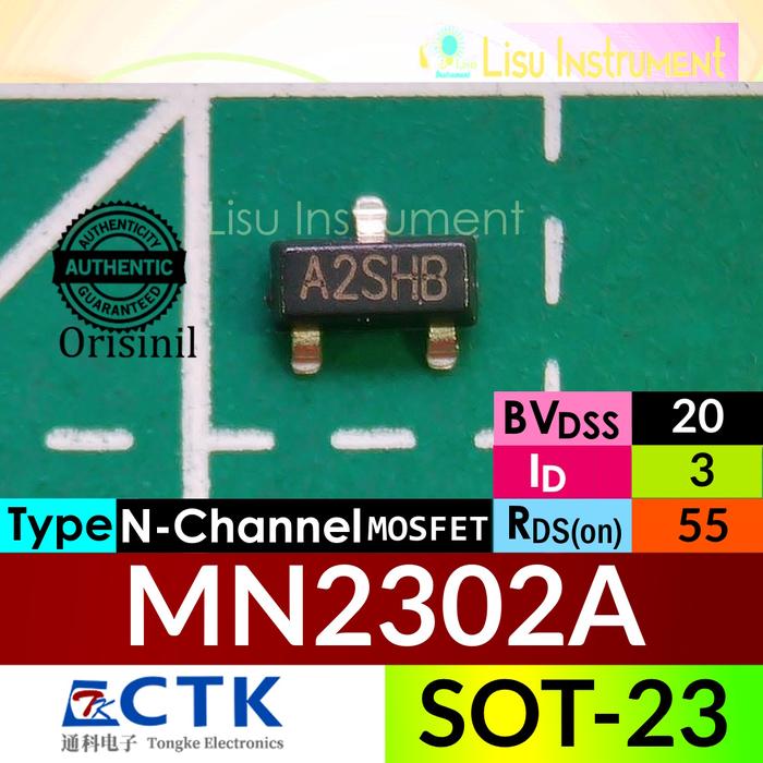 Jual TKMN2302A 20V 3A N-Channel MOSFET A2SHB Si2302 SOT-23 CTK ...