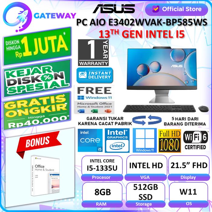 Promo Asus PC AIO E3202WVAK I5 1335 8GB 512GB W11+OHS+O365 21.5" FHD ...