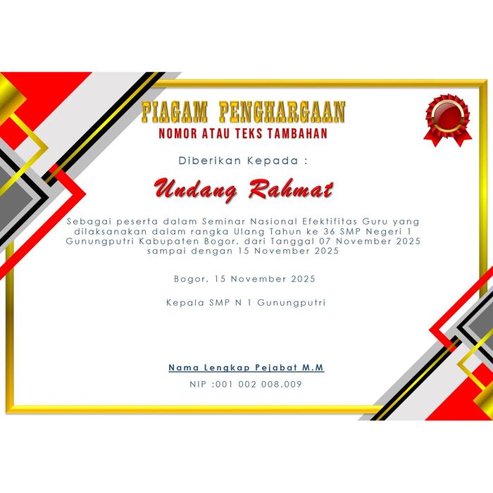 Jual Piagam Penghargaan Dalam Bentuk Template PPT Plus Konten Ukuran A4 ...