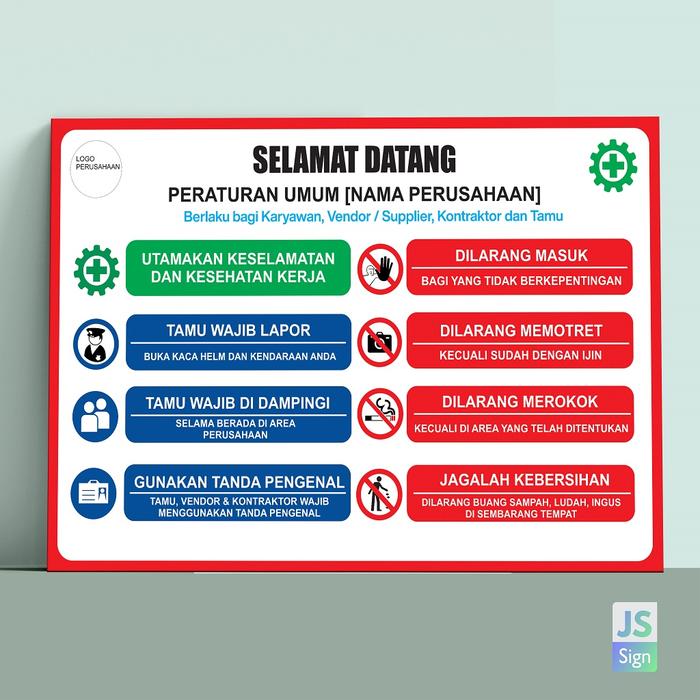 Jual SIGNBOARD SAFETY K3 - PAPAN PERATURAN UMUM A0 (120x80cm) + PLAT ...