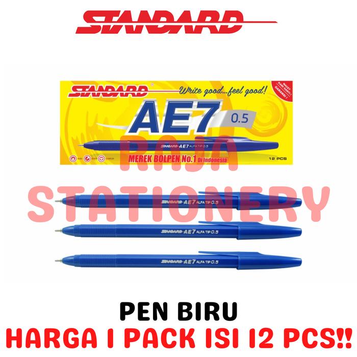 Promo STANDARD AE7 0.5 BLACK BLUE RED BALL PEN BOLPEN PENA PEN STANDARD ...