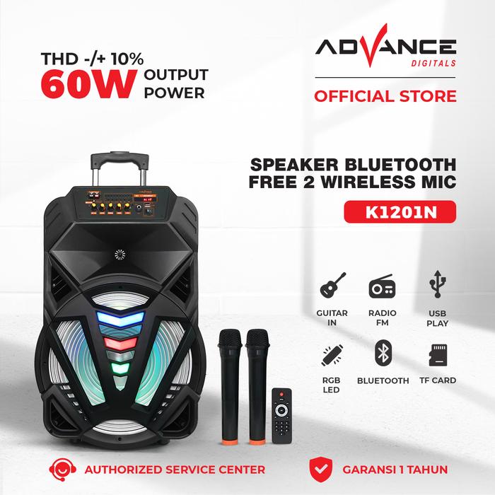 Promo Speaker AKtif Portable Advance K1201 Bluetooth Meeting 12" Tws - K-1201-2MIC Cicil 0% 3x ...