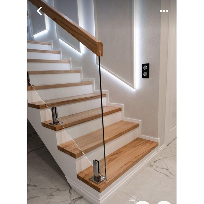 Jual railling tangga kaca tempered stainless kayu railing balkon kaca ...