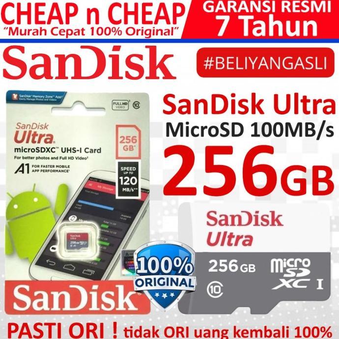 Jual SanDisk Ultra 256GB 100MBps Class 10 Original - MicroSD Memory HP ...