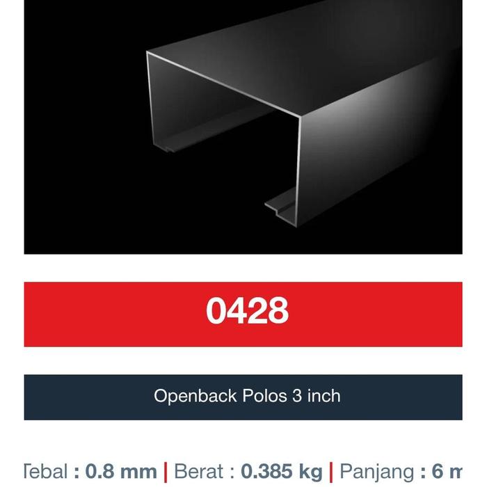 Jual Aluminium profile 3 inch 0428 open back polos (kusen) inkalum - CA ...