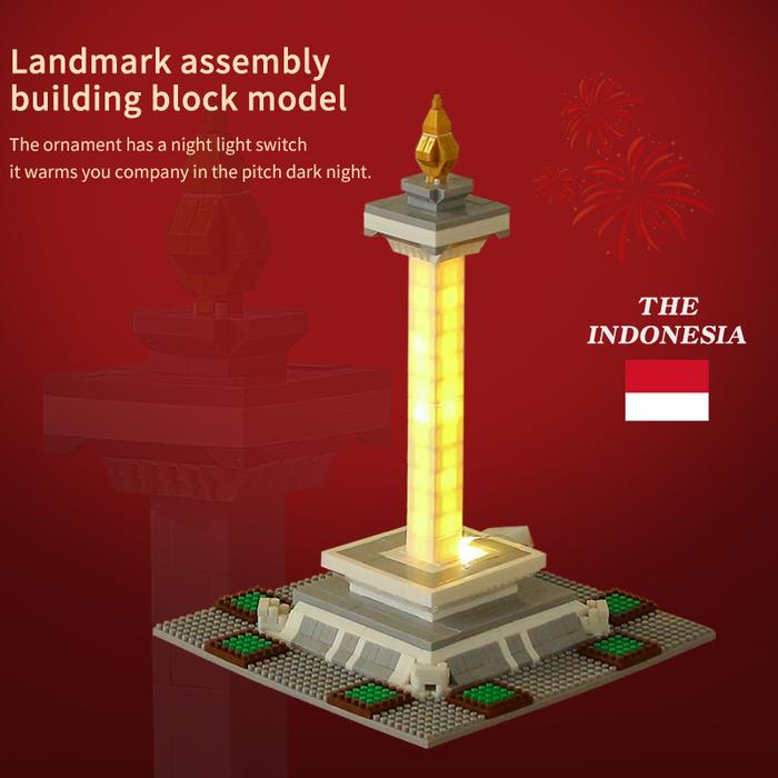 Promo DIY mainan bricks edukasi Monumen Nasional Indonesia miniatur ...