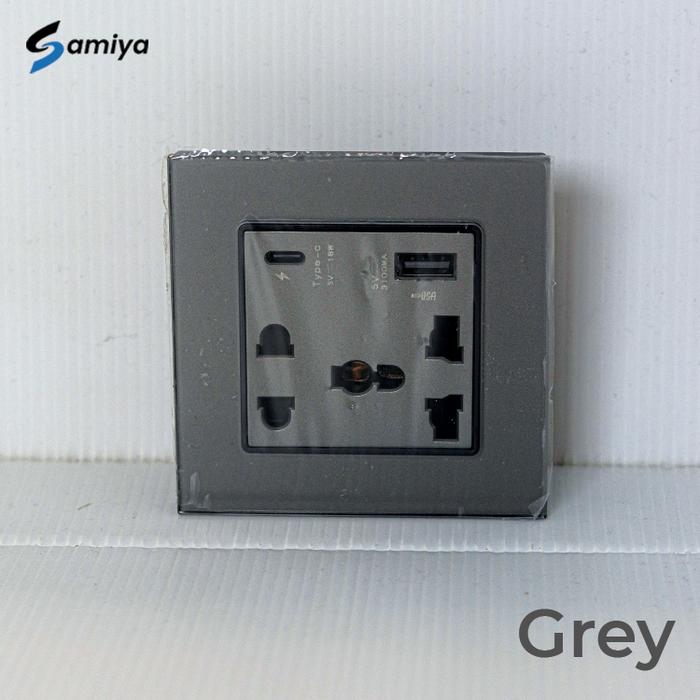 Jual colokan listrik tembok socket 2in1 USB type A C / stop kontak ...