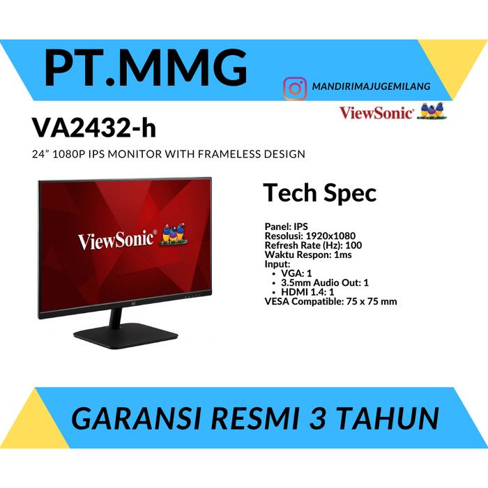 Jual Monitor LED Viewsonic VA2432-H-W FHD IPS 100Hz 1ms Vesa VA2432H ...
