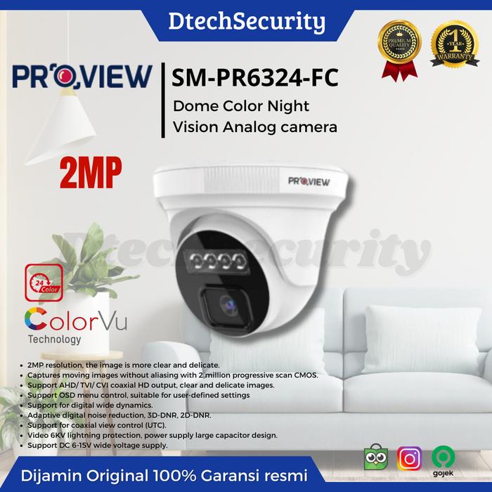Jual CCTV INDOR COLORVU 2MP 1080 GELAP WARNA - CCTV PROVIEW SM-PR6324 ...