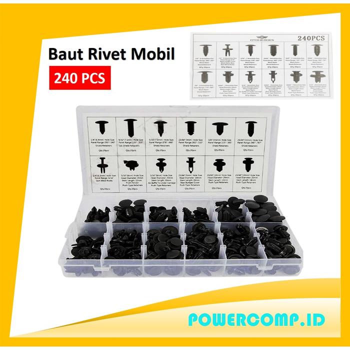 Jual Paket 240PCS Baut Rivet Mobil/Universal Klip Bumper Baut Body ...
