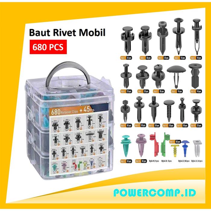 Jual Paket 240PCS Baut Rivet Mobil/Universal Klip Bumper Baut Body ...