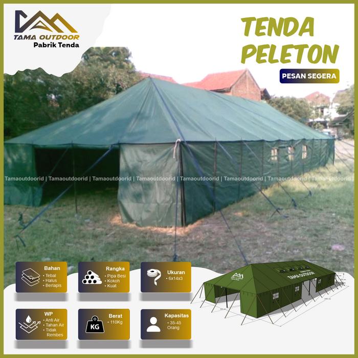 Jual Tenda pleton 6 x 14 Peleton Barak Kemah Camp - KAIN BIASA, ATAP ...