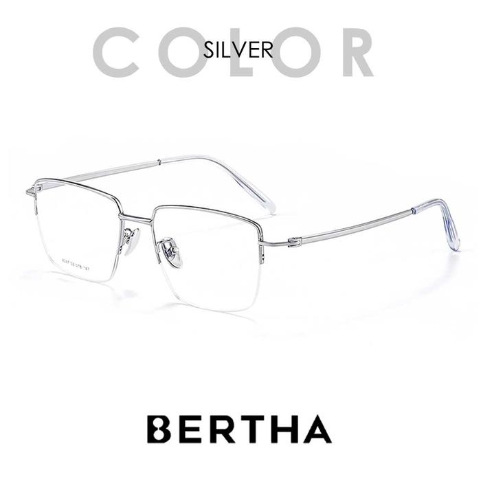 Promo Bertha Frame Kacamata Style Kotak Half Rim Simple Bahan Titanium ...