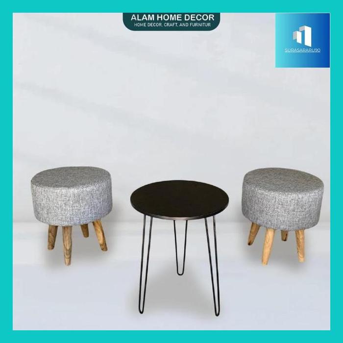 Jual Suras- Kursi Stool Sofa Bulat Set 2 Kursi Dan 1 Meja Estetik ...