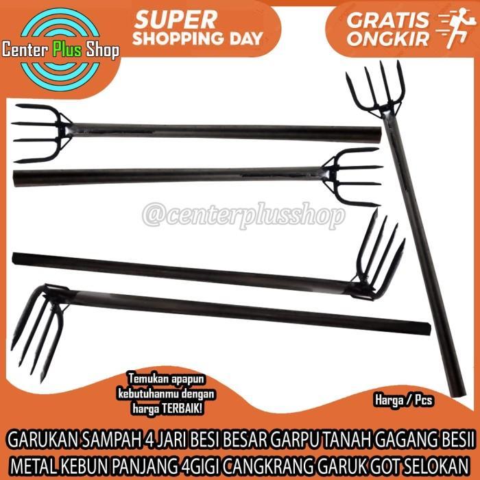 Jual Garukan Sampah 4 Jari Garu Sedang Besi Besar Garpu Tanah Gagang ...