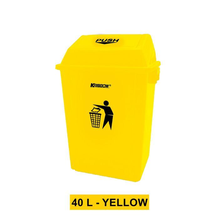 Jual Dust Bin Krisbow Tempat Sampah 40L Push Cover Warna Abu-Abu Hijau ...