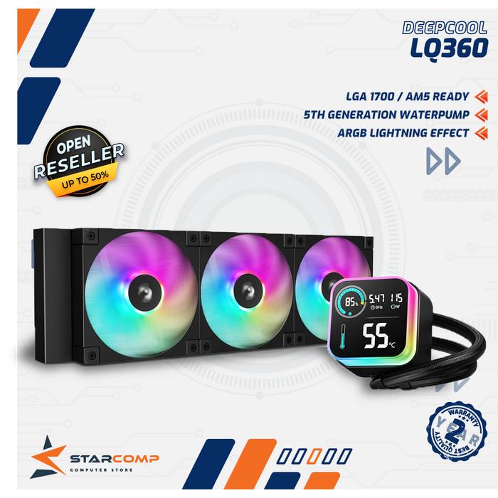 Promo DEEPCOOL LQ360 BLACK 360MM ARGB LCD LIQUID AIO Water Cooler LQ ...