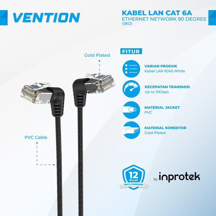 Promo Vention Kabel Ethernet CAT 6 RJ45 Gigabit LAN Network UTP - IBO - Black 90°, 5 Meter ...