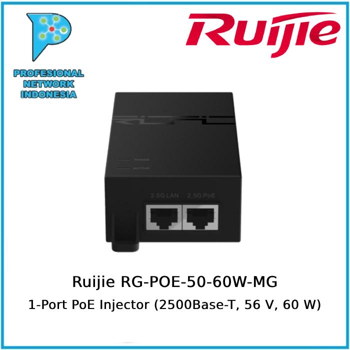 Jual Ruijie RG-POE-50-60W-MG, 1-Port PoE Injector (2500Base-T, 56 V, 60 ...