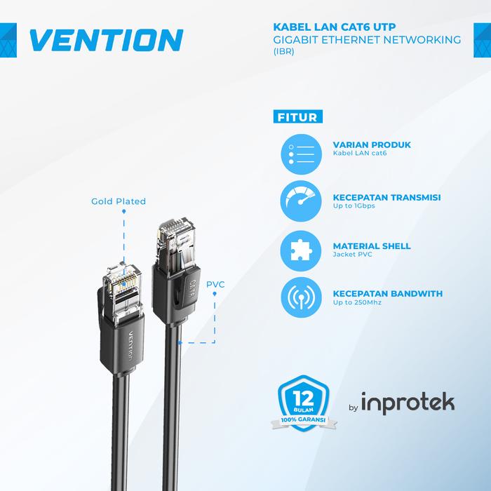 Jual Vention 5M Kabel LAN RJ45 Cat.6 UTP Ethernet Gigabit - IBR Round ...