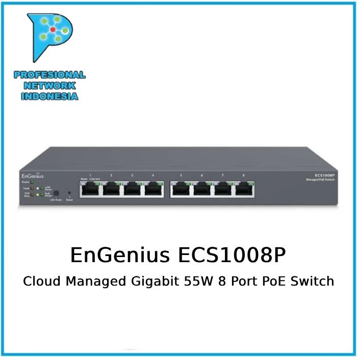 Promo EnGenius ECS1008P Cloud Managed Gigabit 55W 8 Port PoE Switch Cicil 0% 3x - Jakarta Pusat ...
