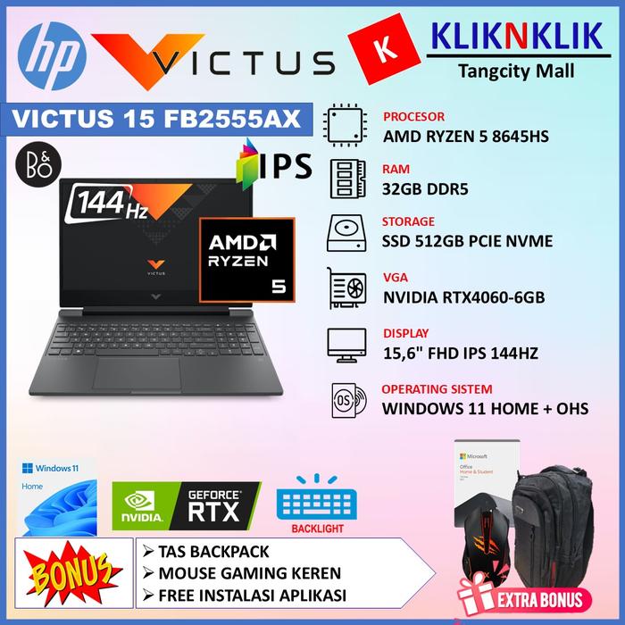 Jual Laptop Gaming HP VICTUS 15 FB2999AX Ryzen 5 8645HS 32GB 512GB ...
