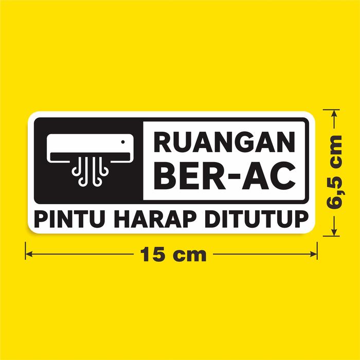 Jual Sticker Vinyl Stiker Sign Ruangan ber-ac pintu harap ditutup 6 ...