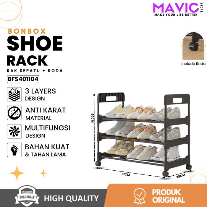 Promo NEOKI x BONBOX BFS401104 Shoe Rack Rak Sepatu Sendal 3 / 4 Susun ...
