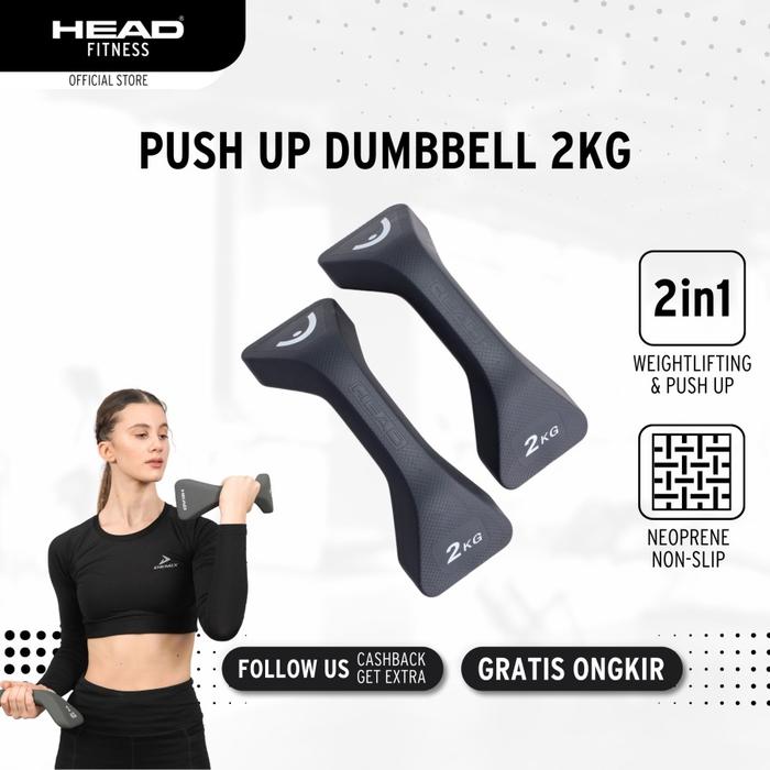 Promo Alat Fitness Olahraga Angkat Beban Barbel HEAD Push-Up Dumbbell 2 ...