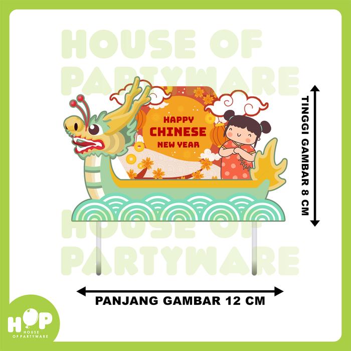 Jual Topper Imlek Bentuk Pita / Hiasan Kue Chinese New Year / Red ...