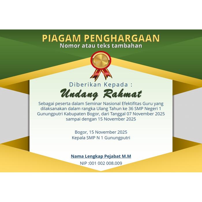 Jual Piagam Penghargaan Bentuk Template PPT Ukuran A4 Model Landscape ...