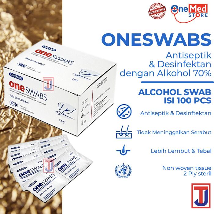 Jual ALCOHOL SWAB ONE SWABS ONEMED 2 PLY 1 BOX 100 PCS KAPAS TISSUE ...