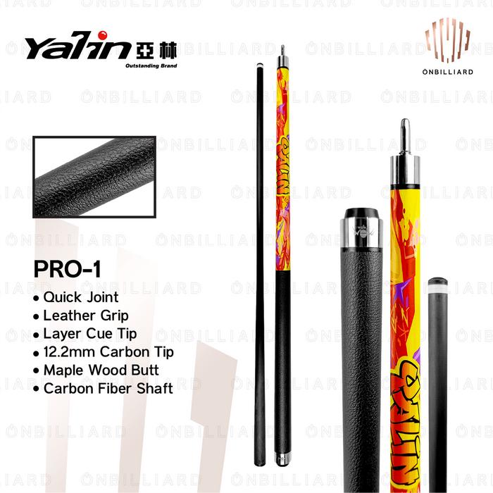 Jual YALIN PRO SERIES Play Cue Stick Carbon Low Deflection Stik ...