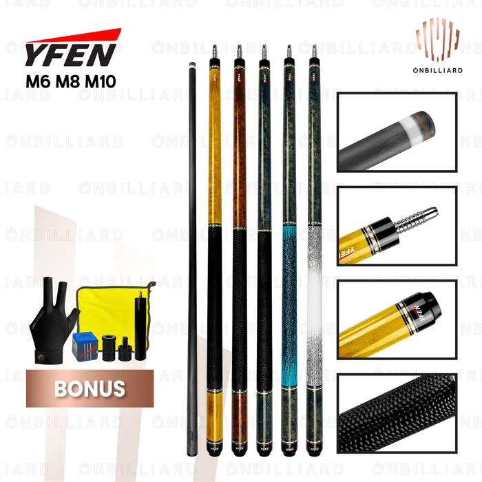 Promo YFEN M6 M8 M10 M11 Leather Carbon Cue Stik Stick Billiard Biliar ...