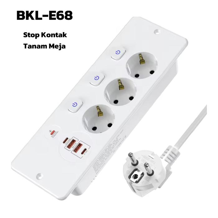 Jual 3000W EU Plug Power Strip AC Outlets Multitap Socket 2m Extension ...