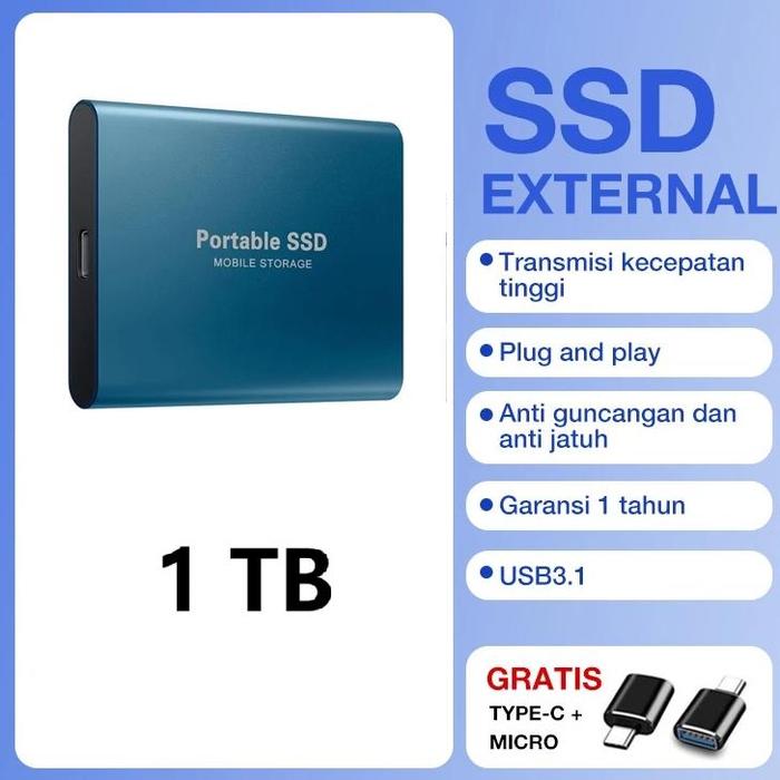 Jual BERGARANSI 【NEW】Portable SSD Type-c USB3.1 hard drives 2TB 8TB 16TB Hardisk Eksternal Hard ...