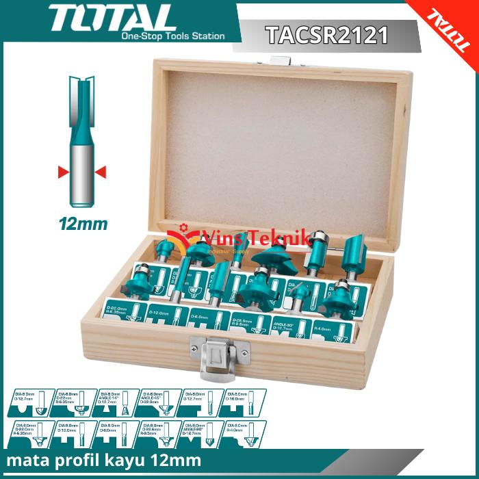 Jual TOTAL TACSR2121 mata profil kayu besar Router Bits Set 12mm ...
