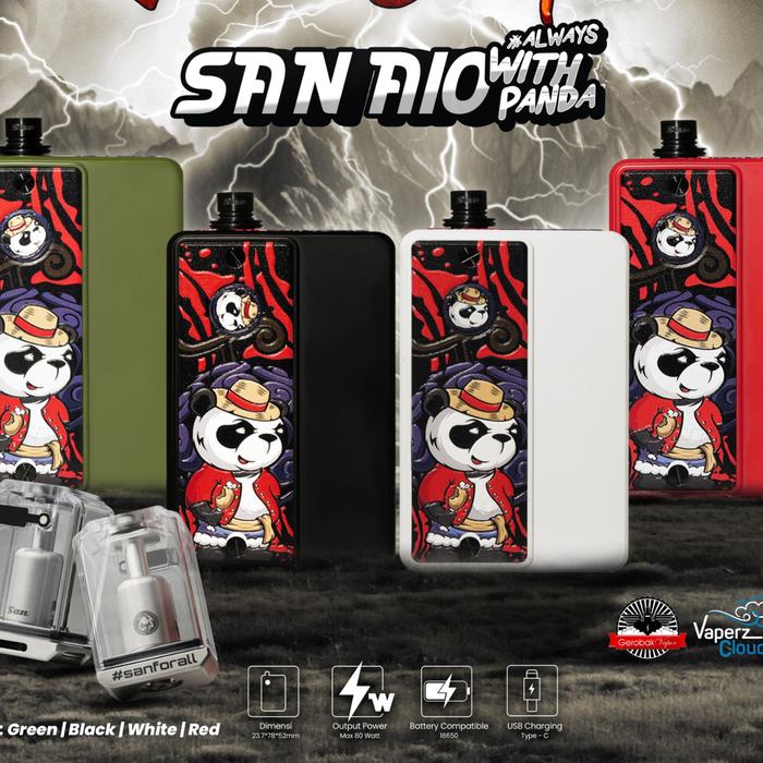 Promo San Aio Panda Edition 80W AIO Boro Kit Device by VaperzCloud x ...
