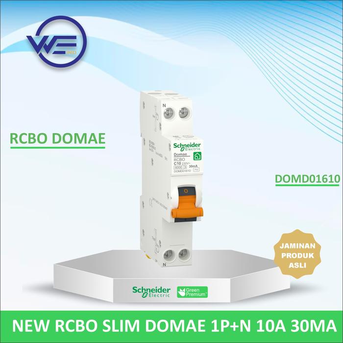 Jual New RCBO Slim DOMAE 1p 10a 1P+N 30mA DOMD01610 1 Phase 10 Ampere ...