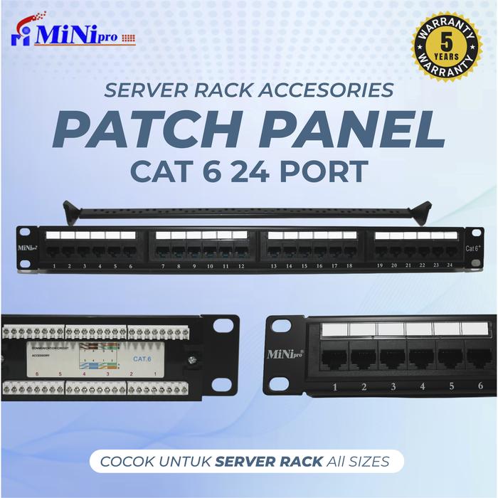 Jual Minipro Patch Panel 24 Port Cat6 with Modular / Rack Mounted Patch ...