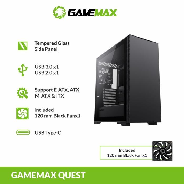 Jual Casing PC GameMax Quest Mid Tower E-ATX Gaming Case - Jakarta ...