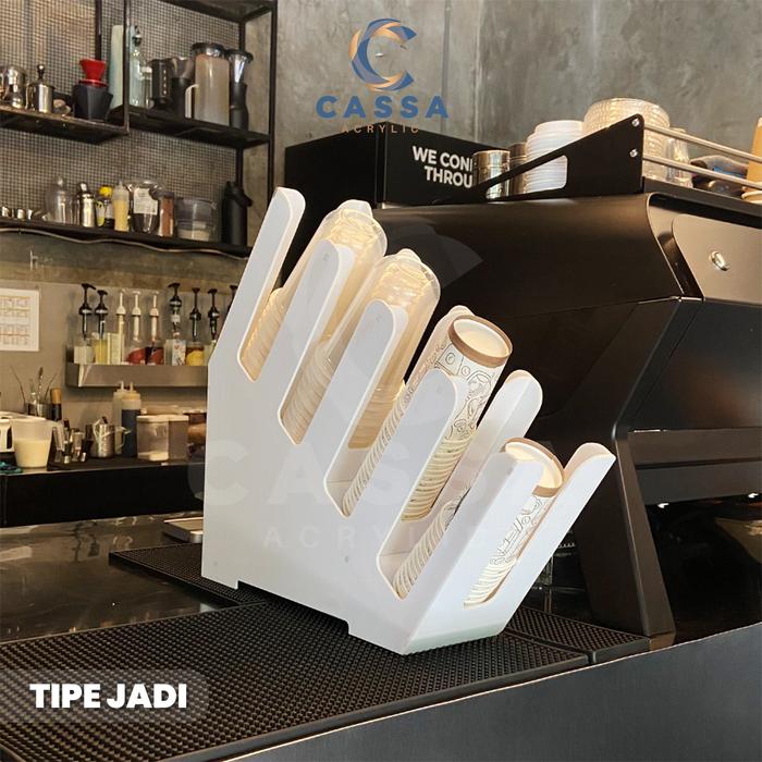 Promo Rak Cup Holder Paper Cup Organizer Peralatan Kafe Akrilik Single ...
