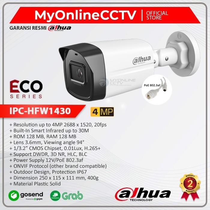 Promo DH-IPC-HFW1431S1-A-S4 Dahua Audio IP Camera CCTV POE Outdoor 4MP - NON AUDIO Cicil 0% 3x ...